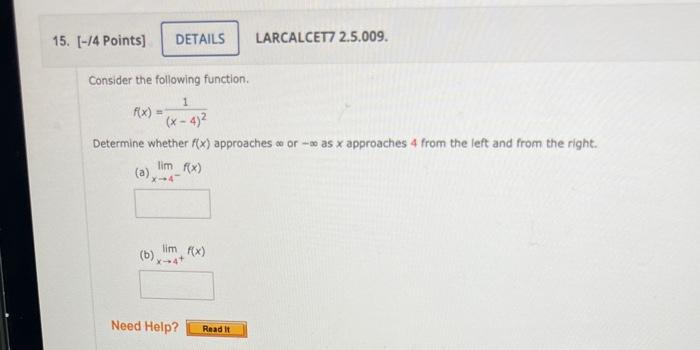 Solved Consider The Following Function F X X−4 21