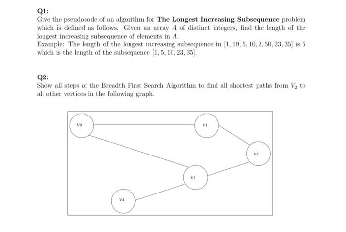 Solved Q1 Give The Pseudocode Of An Algorithm For The 9866