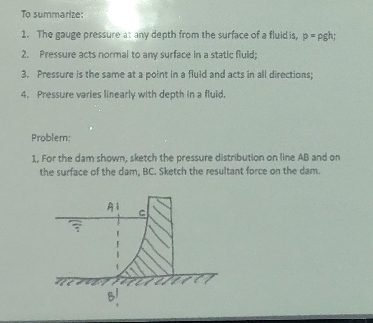 Solved To summarize: 1. The gauge pressure at any depth from | Chegg.com