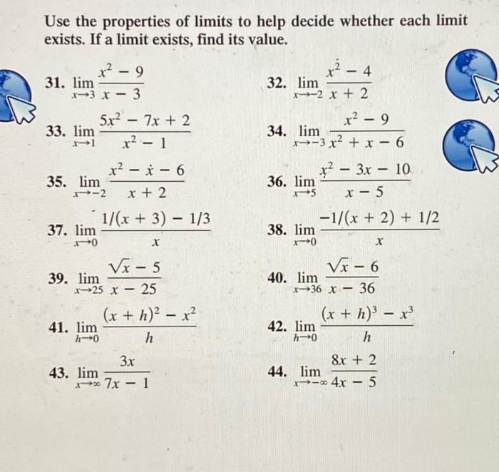 Solved Use the properties of limits to help decide whether | Chegg.com
