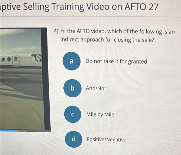 Solved 4) In the AFTO video, which of the following is an | Chegg.com