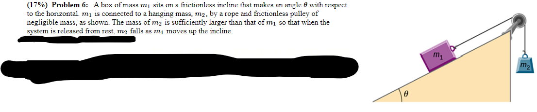 Solved (17%) ﻿Problem 6: A box of mass m1 ﻿sits on a | Chegg.com