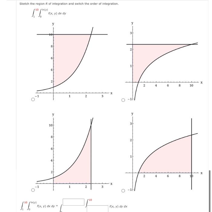 Solved Sketch the region R of integration and switch the | Chegg.com