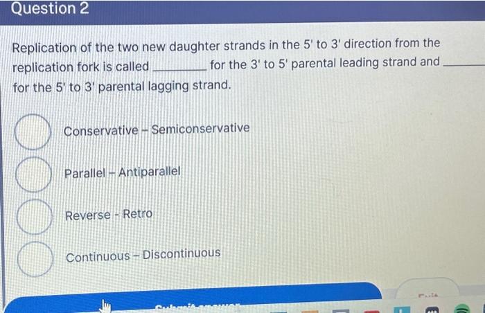 Solved Replication of the two new daughter strands in the 5′ | Chegg.com