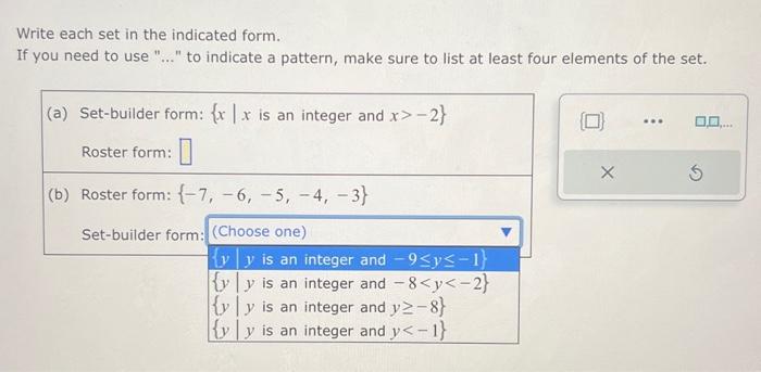 Solved Write each set in the indicated form. If you need to | Chegg.com