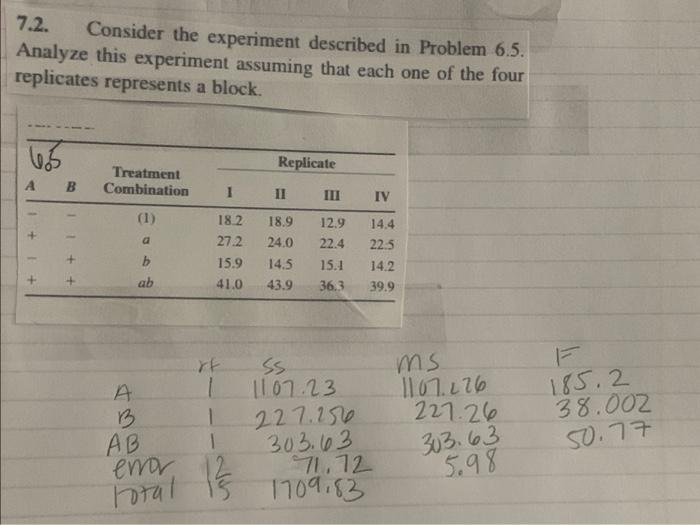 Solved 7.2. Consider the experiment described in Problem | Chegg.com