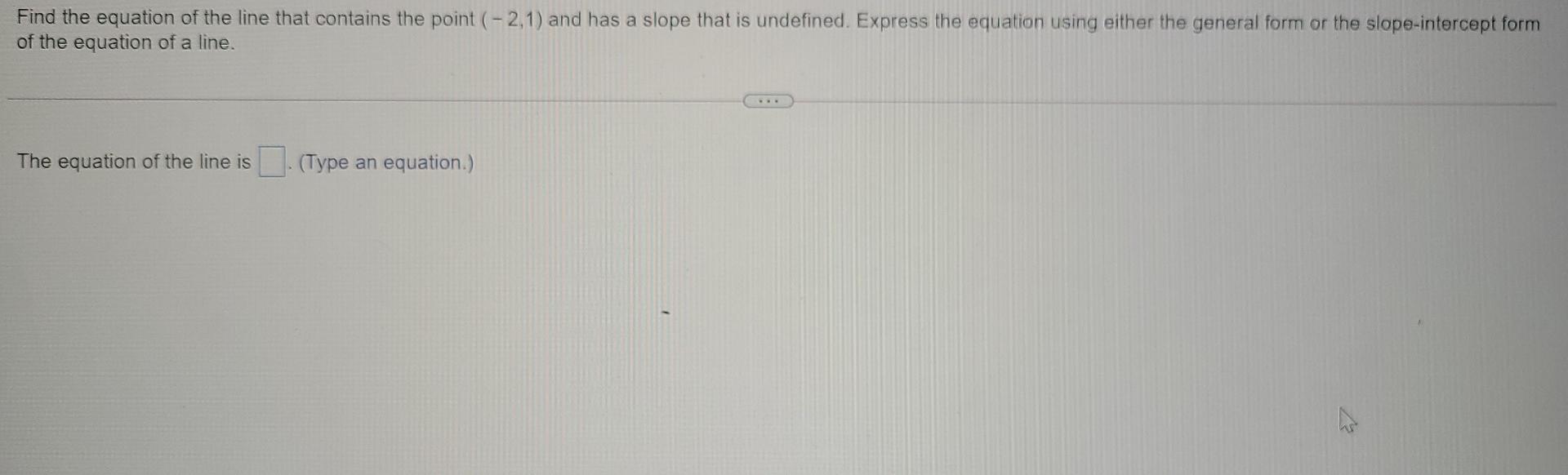 Solved Find the equation of the line that contains the point | Chegg.com