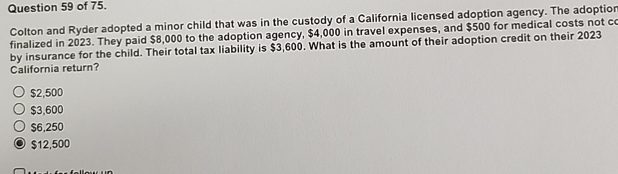 Solved Question 59 ﻿of 75.Colton and Ryder adopted a minor | Chegg.com
