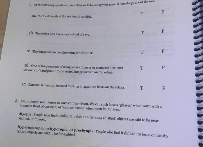 Solved 1. In the following questionk, circle True or False | Chegg.com