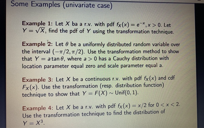 Solved Some Examples Univariate Case Example 1 Let X Ba A