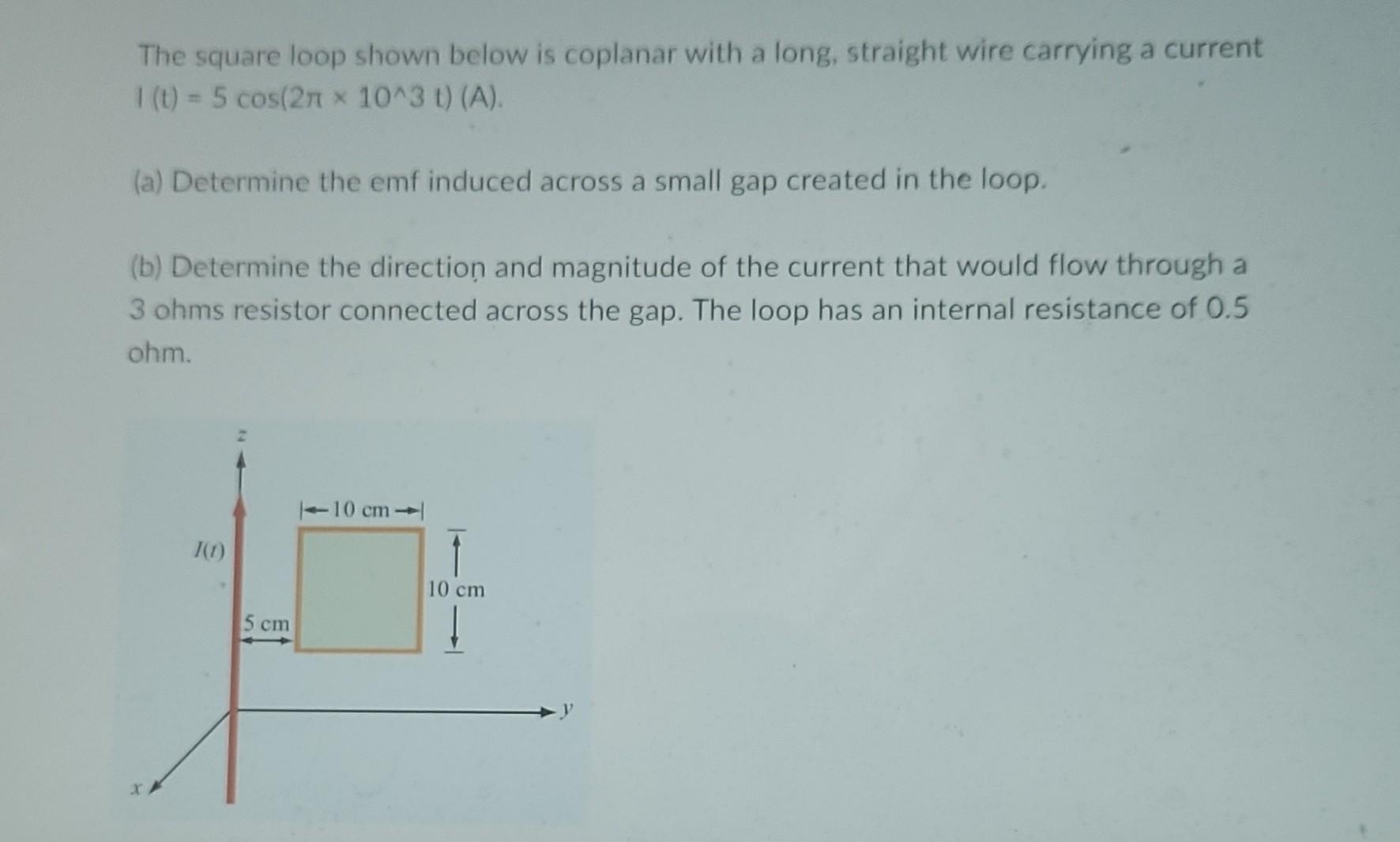 Solved The square loop shown below is coplanar with a long, | Chegg.com