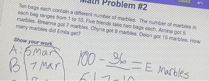 Solved Ten bags each contain a different number of marbles. | Chegg.com