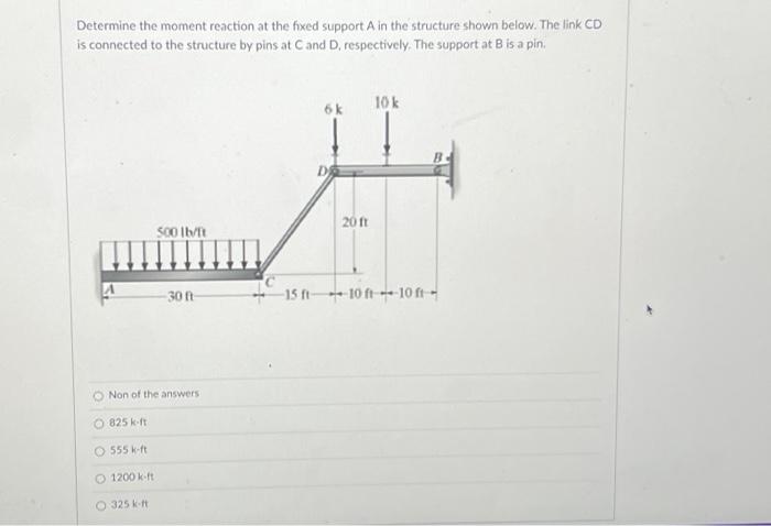 Solved Determine the moment reaction at the fixed support A | Chegg.com