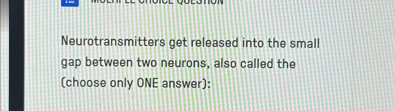 Solved Neurotransmitters get released into the small gap | Chegg.com