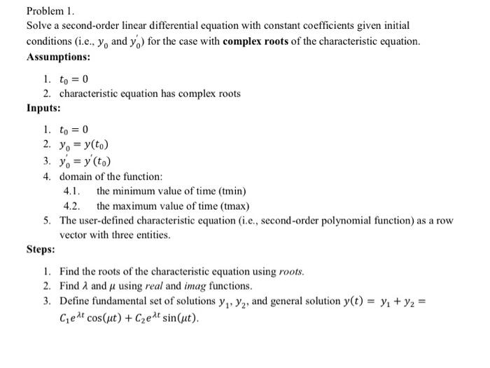 Solved Problem 1. Solve a second-order linear differential | Chegg.com