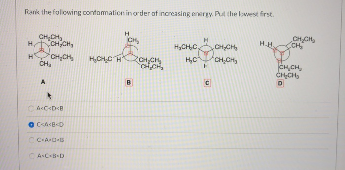 Solved Rank the following conformation in order of | Chegg.com