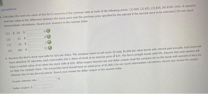 Solved Calculate the exercise value of the lirm's warrants | Chegg.com