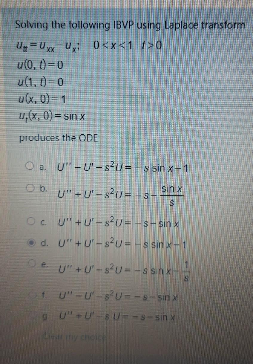 Solved Solving the following IBVP using Laplace transform | Chegg.com