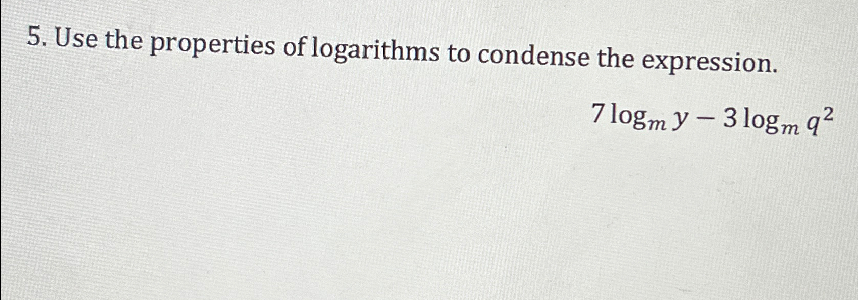 Use the properties of logarithms to condense the | Chegg.com