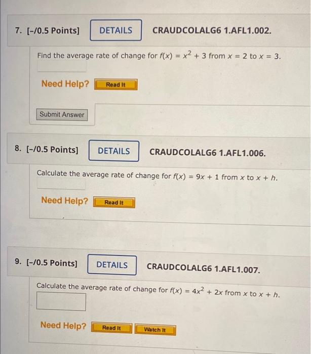 Solved Find the average rate of change for f(x)=x2+3 from | Chegg.com