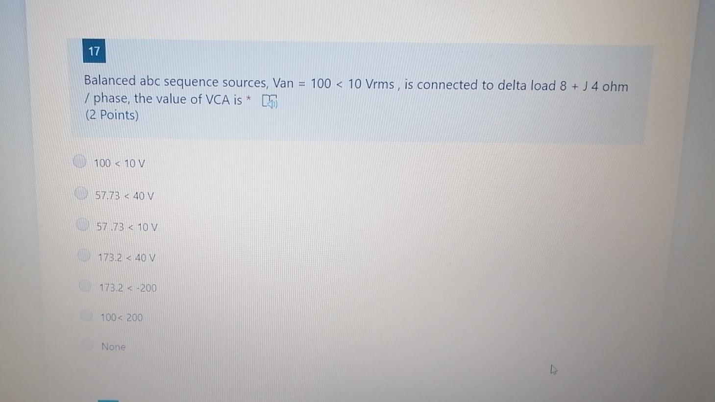 Solved 17 Balanced abc sequence sources, Van = 100