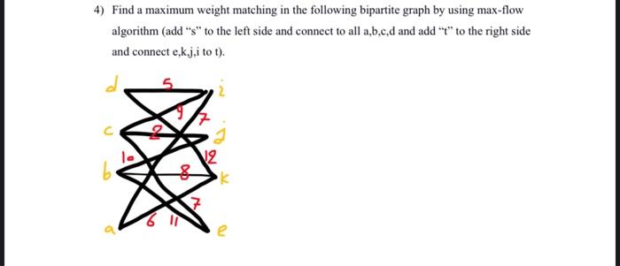 Solved 4) Find a maximum weight matching in the following | Chegg.com