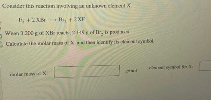 Solved Consider this reaction involving an unknown element | Chegg.com