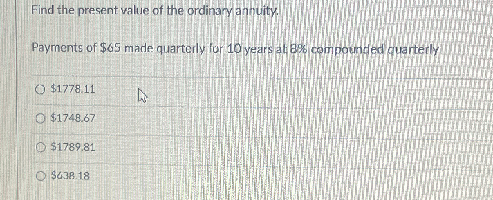 Solved Find the present value of the ordinary | Chegg.com