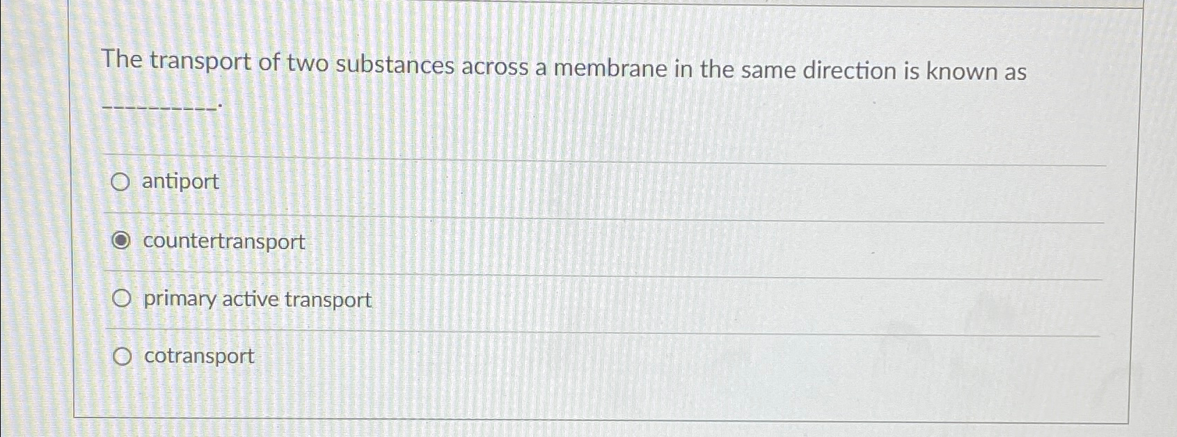 Solved The transport of two substances across a membrane in | Chegg.com