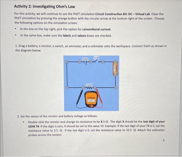 Activity 2: Investigating Ohm's Law For this | Chegg.com
