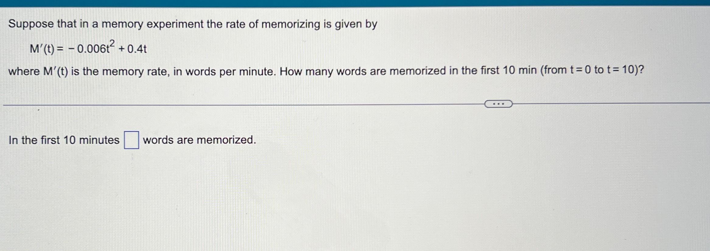 Solved Suppose that in a memory experiment the rate of | Chegg.com