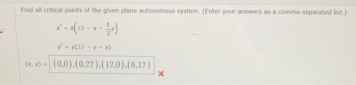 Solved Find all critical points of the given plane | Chegg.com