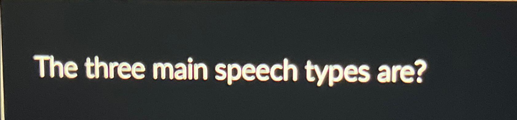 Solved The three main speech types are? | Chegg.com
