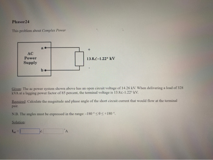 Solved Phasor24 This problem about Complex Power AC Power | Chegg.com