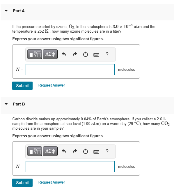 Solved Part AIf the pressure exerted by ozone, O3, ﻿in the | Chegg.com