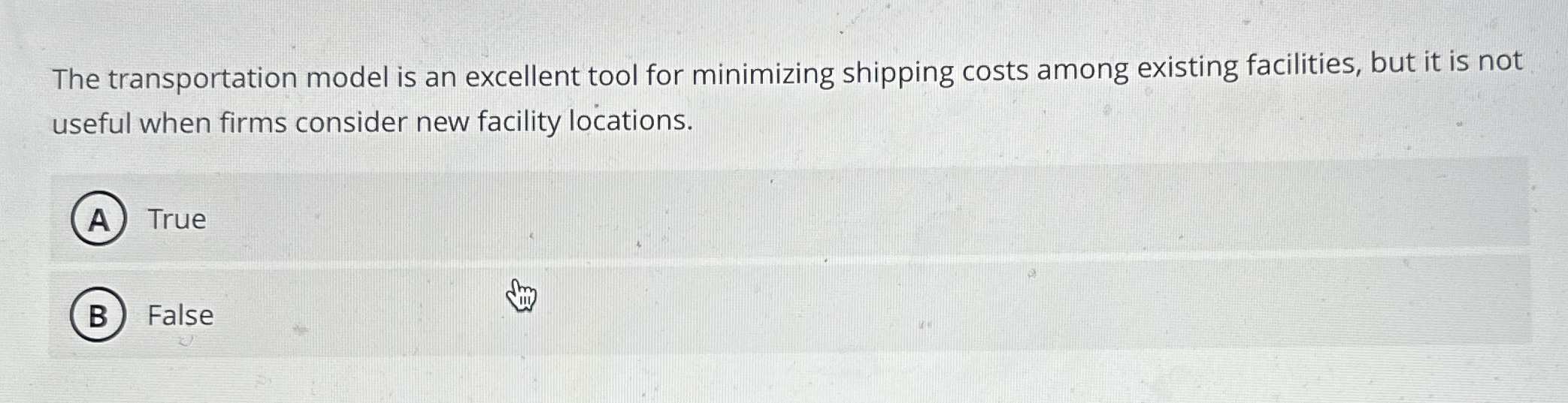 Solved The transportation model is an excellent tool for | Chegg.com