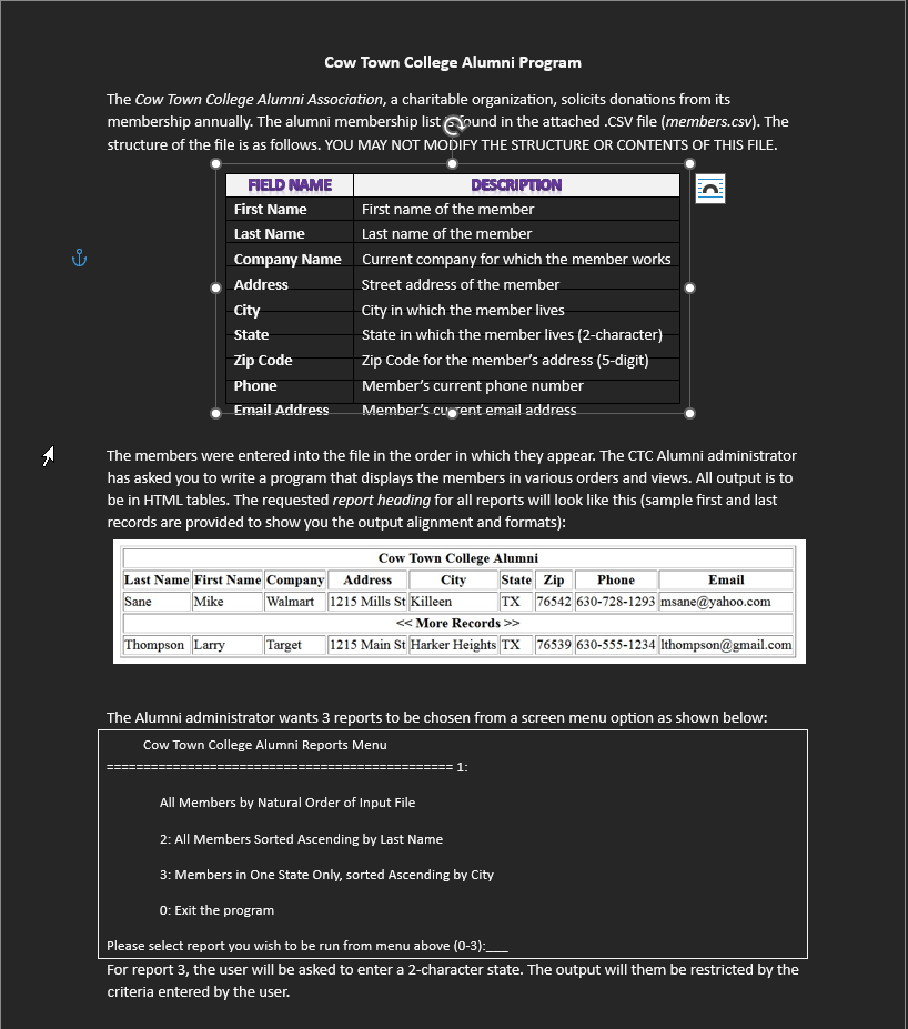 Solved Program requirements:1) ﻿The program should loop back | Chegg.com