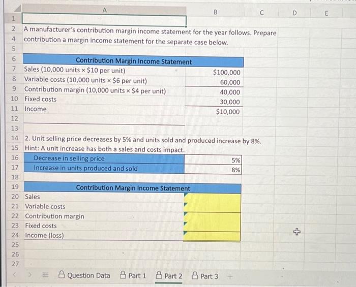 Solved A manufacturer's contribution margin income statement | Chegg.com