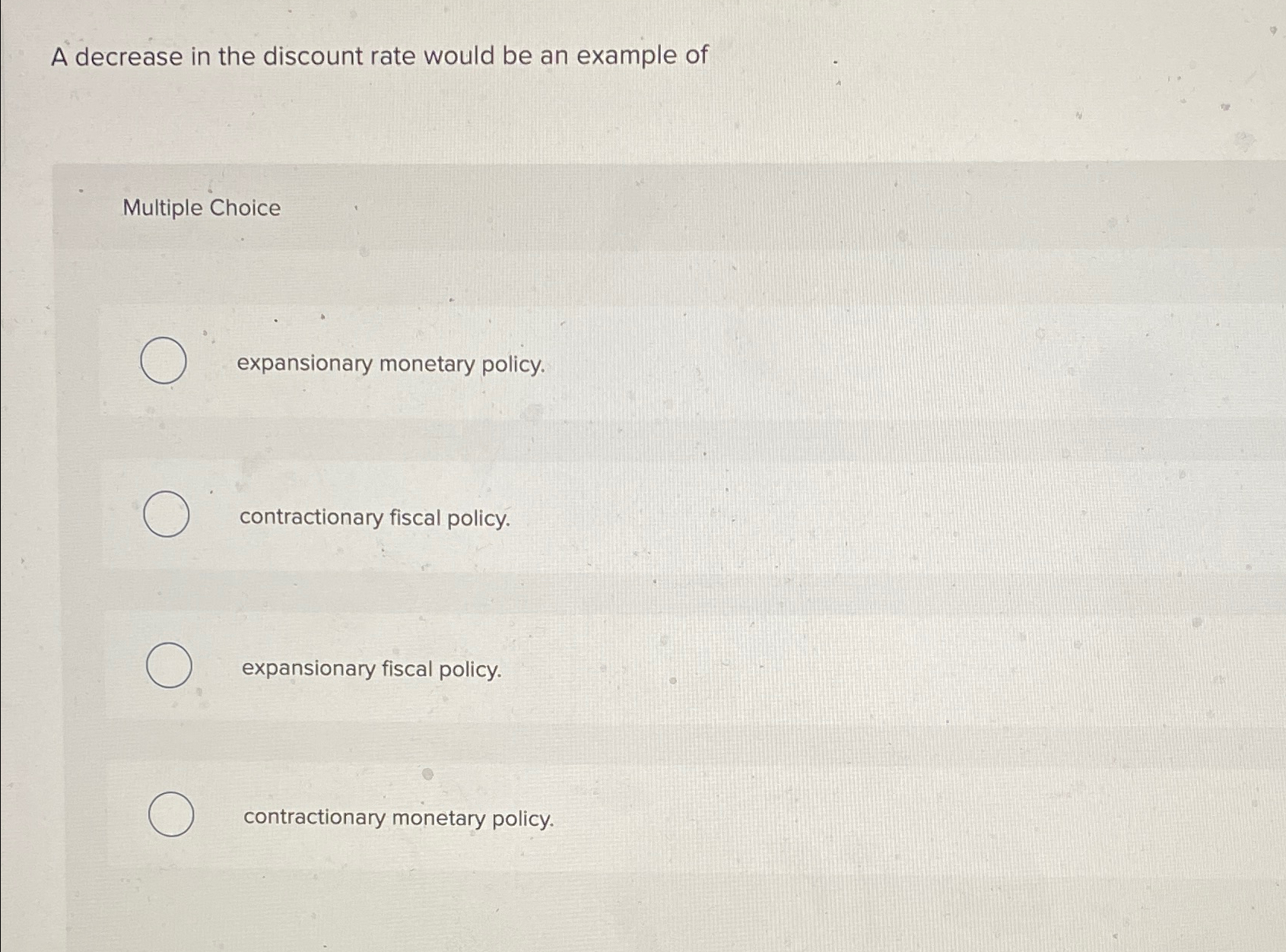 Solved A decrease in the discount rate would be an example | Chegg.com