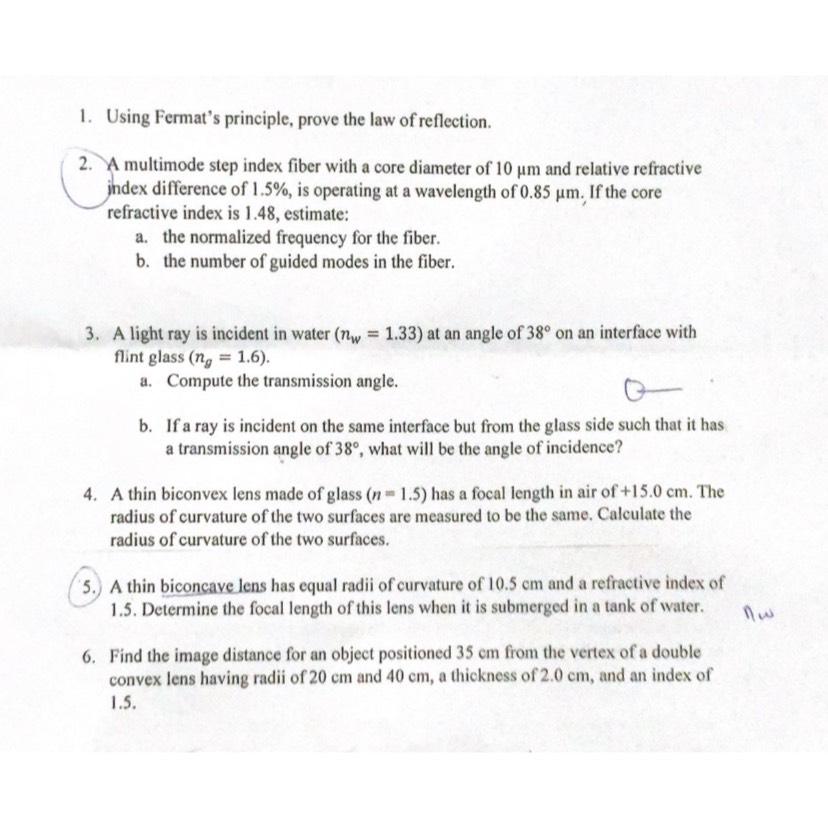 Solved Using Fermat's principle, prove the law of | Chegg.com
