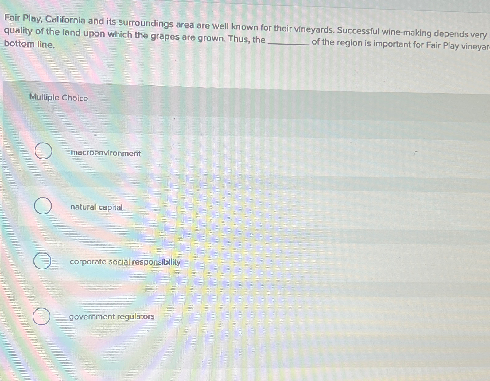 Solved Fair Play, California and its surroundings area are | Chegg.com