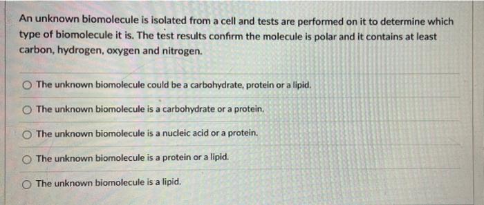 Solved An unknown biomolecule is isolated from a cell and | Chegg.com