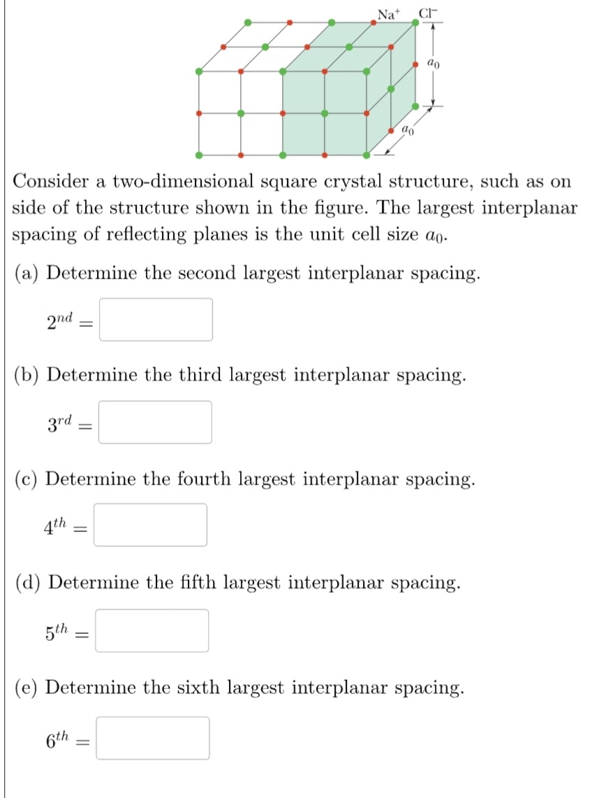Consider a two-dimensional square crystal structure, | Chegg.com