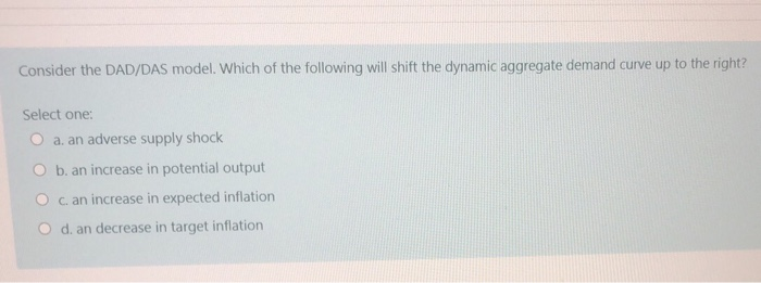Solved Consider the DAD/DAS model. Which of the following | Chegg.com