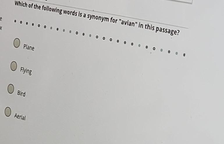 Solved Which of the following words is a synonym for "avian" | Chegg.com