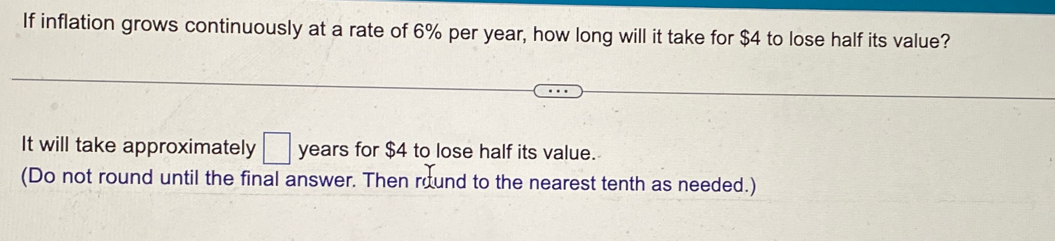 Solved If inflation grows continuously at a rate of 6% ﻿per | Chegg.com