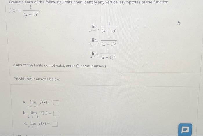 Solved Evaluate each of the following limits, then identify | Chegg.com