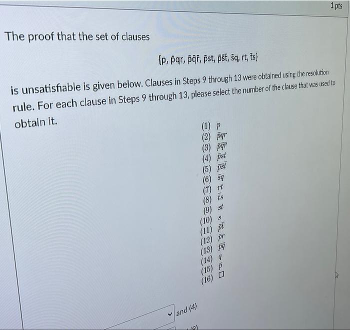 Solved The proof that the set of clauses | Chegg.com