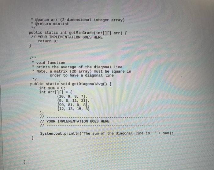 Solved Download the following java file and implement the | Chegg.com