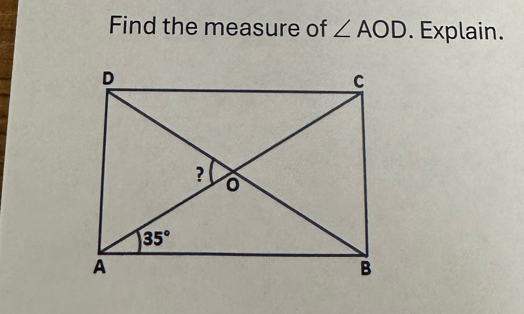Solved Find the measure of Angle AOD. Explain. | Chegg.com